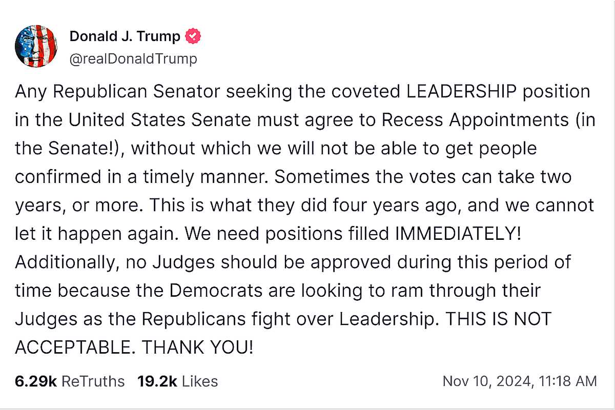 Trump Sets Condition for Next Senate Republican Leader - The Thinking ...